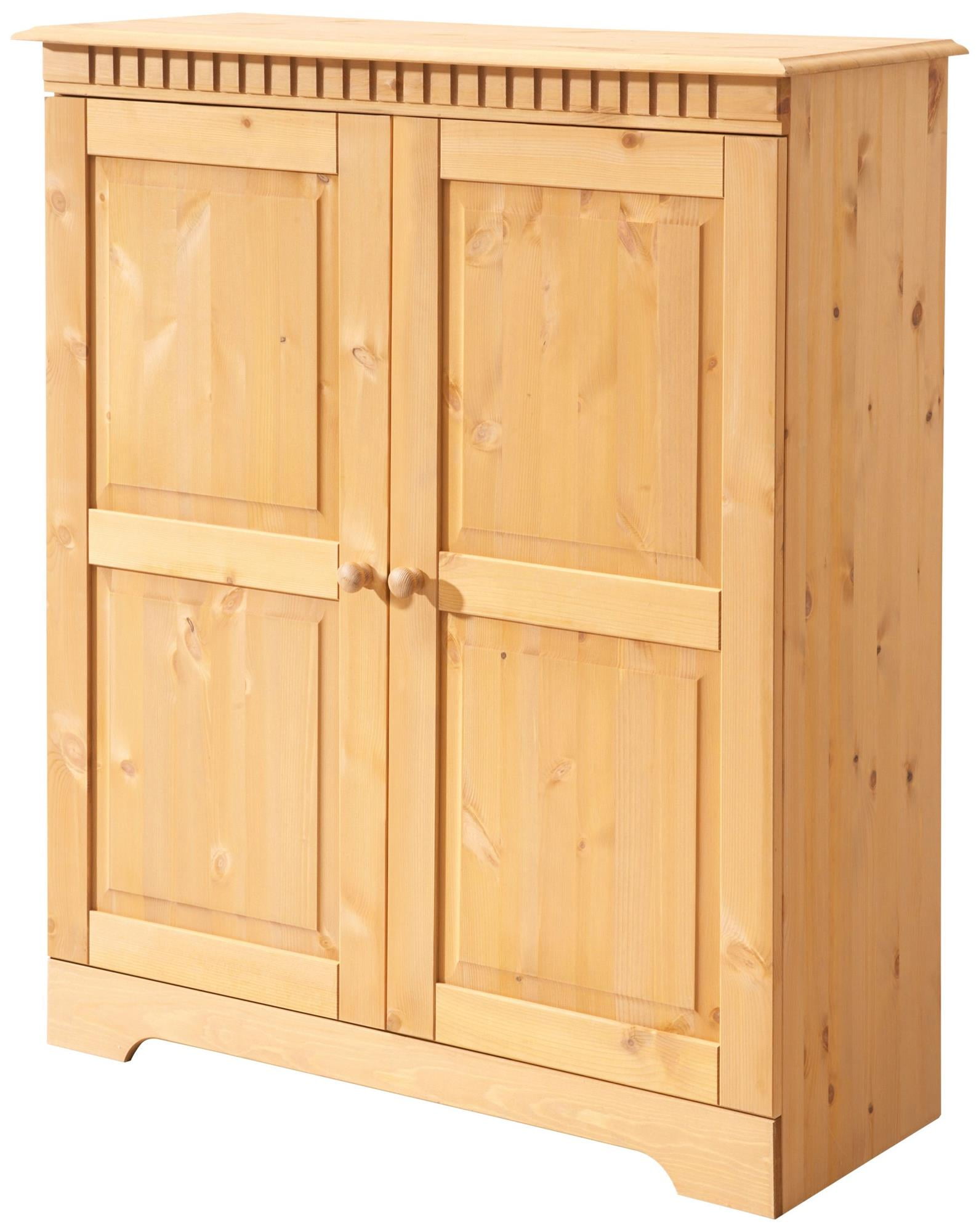 RealRooms Cubrix Solid Wood 2 Door Closed Storage Cabinet, Stained ...