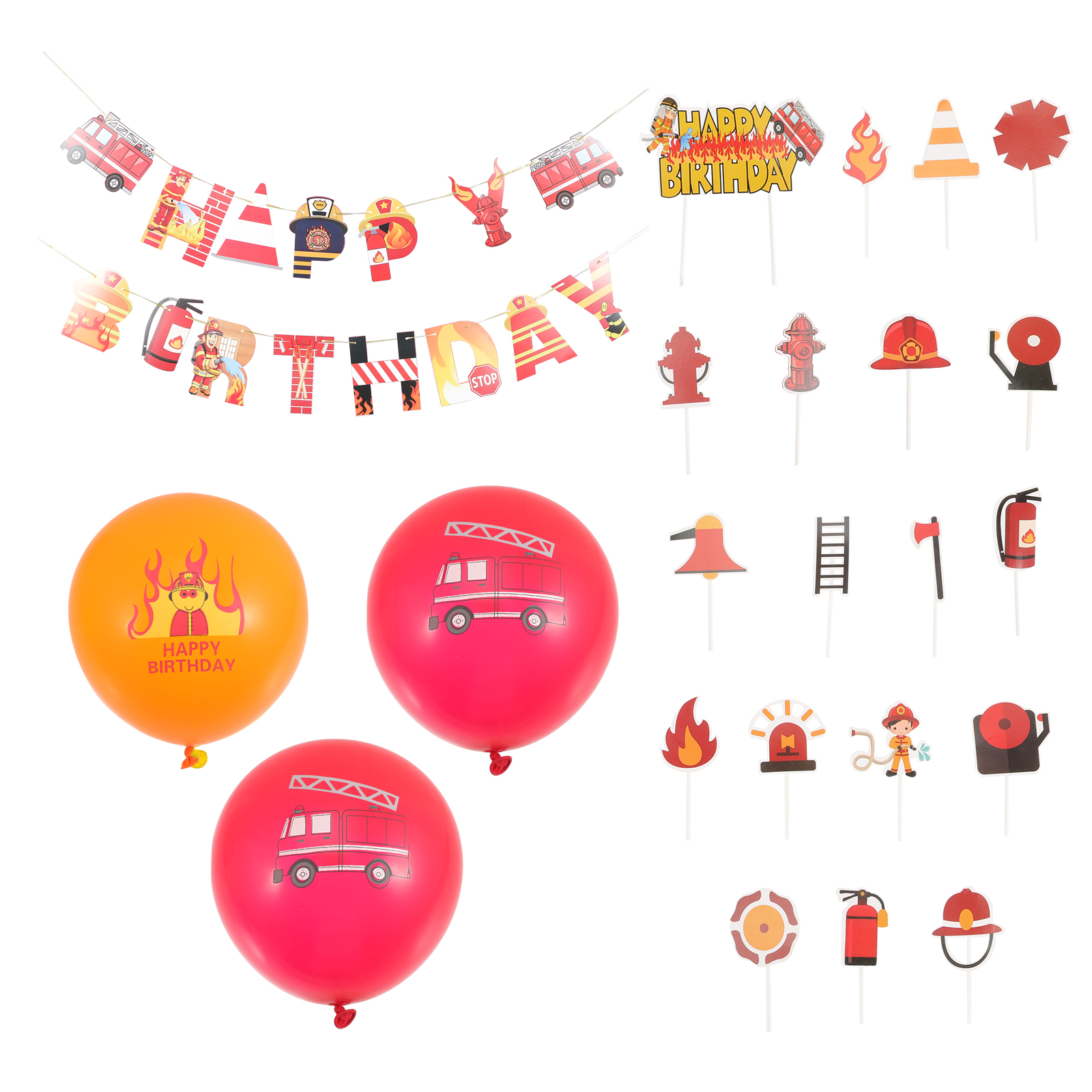 HOMEMAXS 1 Set Fire Truck Theme Birthday Party Supply Fireman Birthday homemaxs-1-set-fire-truck-theme-birthday-party-supply-fireman-birthday