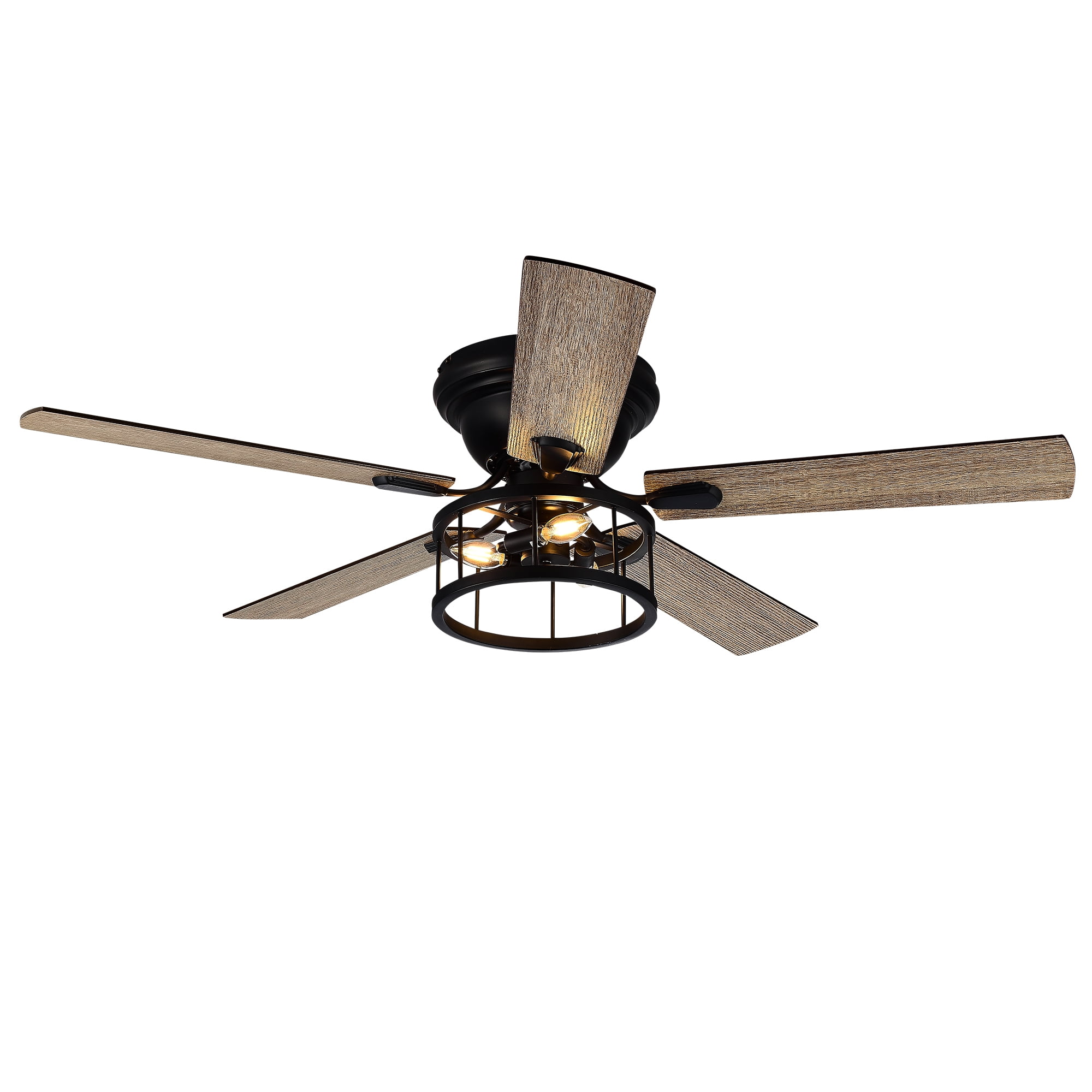 52" Black 5-Blade Reversive Airflow Ceiling Fan with Light Kit and ...