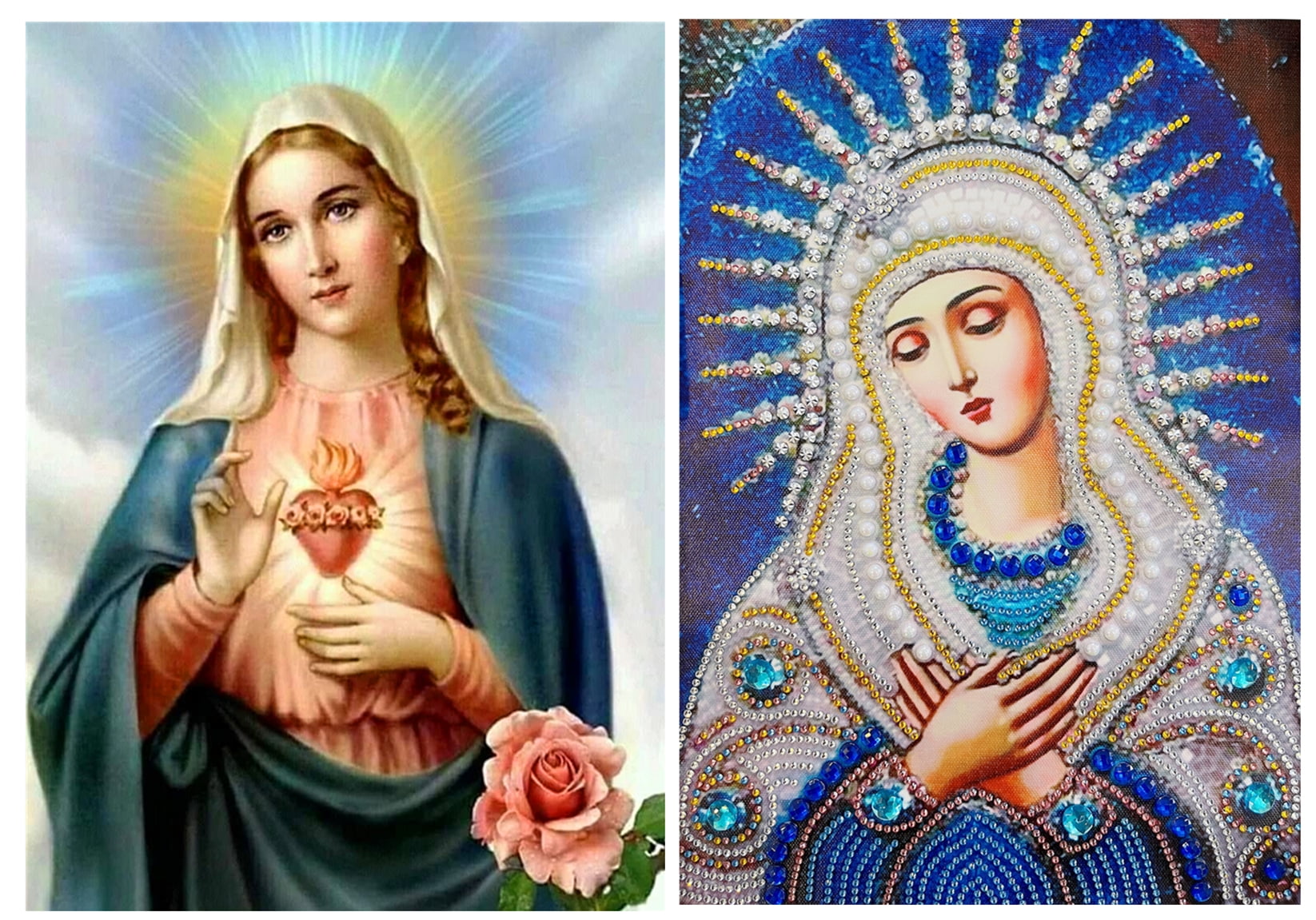 2-Pack Virgin Mary Diamond Painting Kits - Mother Mary Full Drill 5D ...