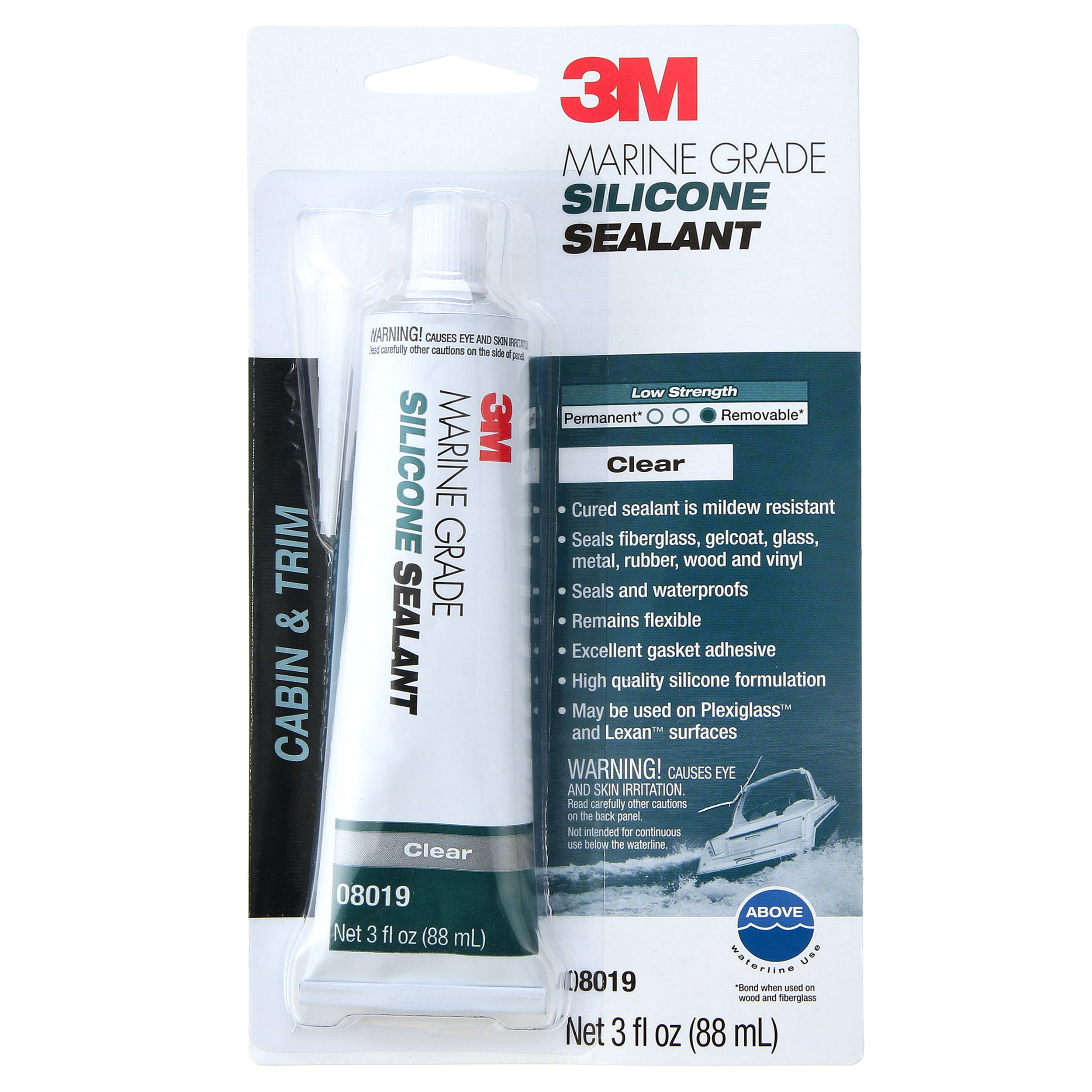 3M Marine Grade Silicone Sealant - Clear, 3 oz., Seals and Waterproofs ...