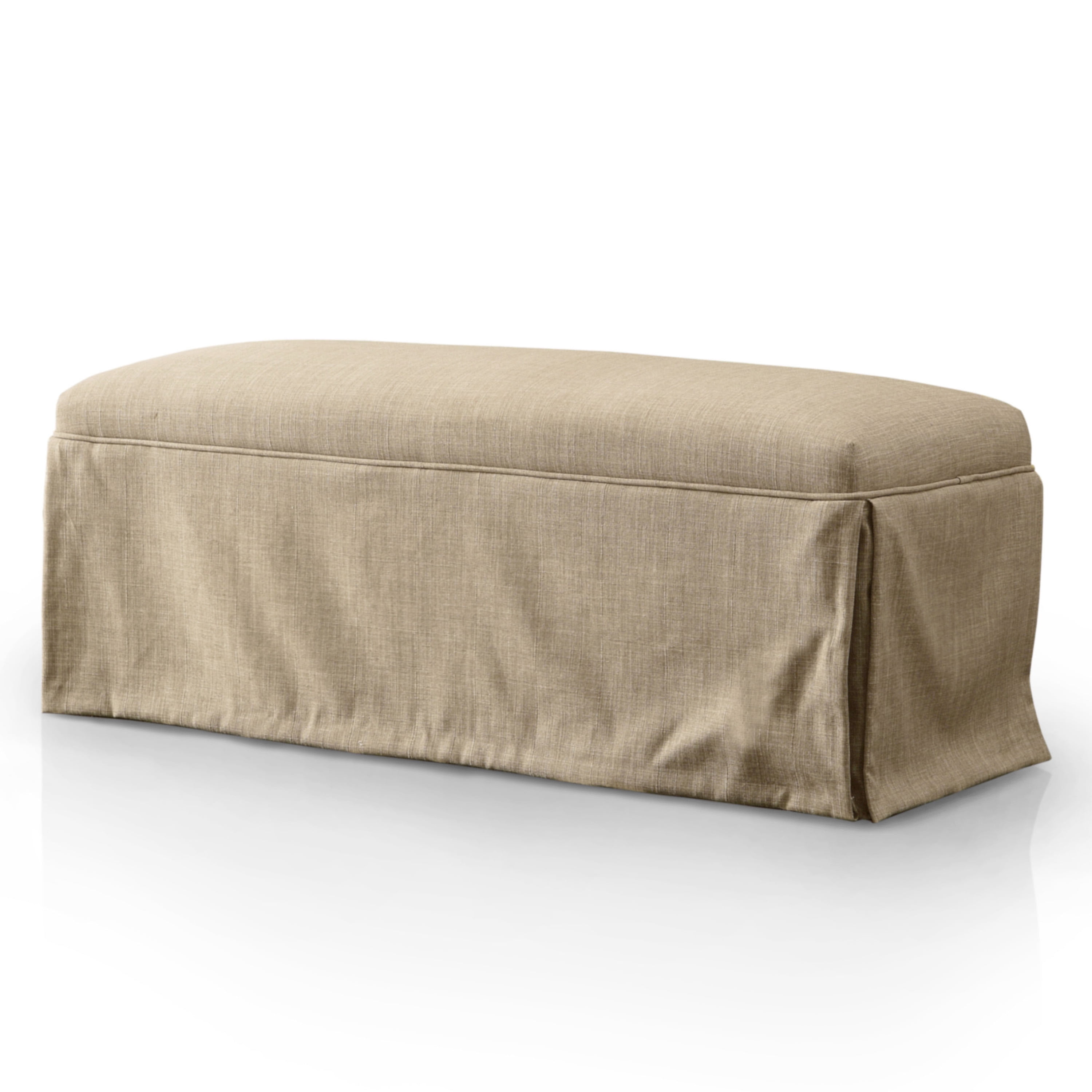 Furniture of America Dehlia Contemporary Skirted Dining Bench, Beige ...