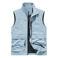 Ceisia Men's Multi Pocket Cargo Vest Stand Collar Sleeveless Utility ...