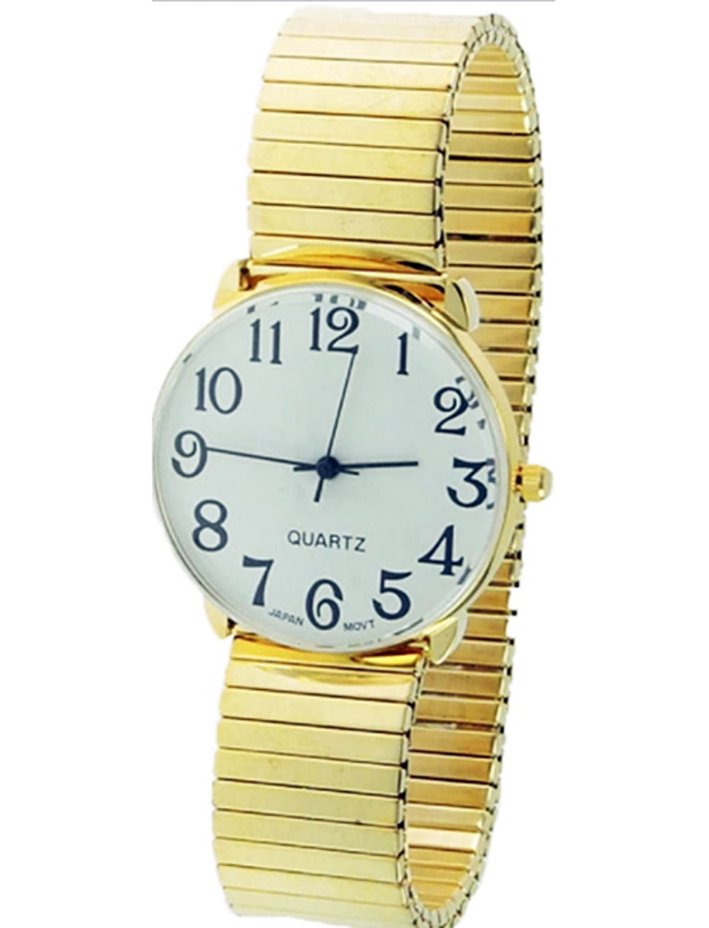 LINEL Mens Gold Stretch Band Watch White Dial - Walmart.com