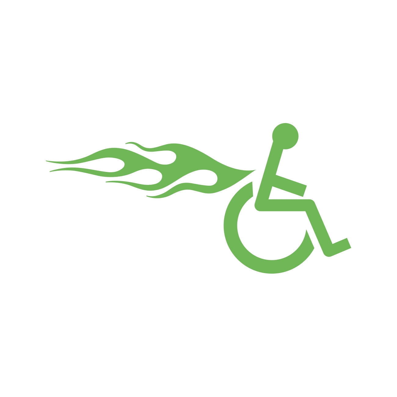 Right Facing Wheelchair with Flames Sticker Decal Die Cut - Self ...
