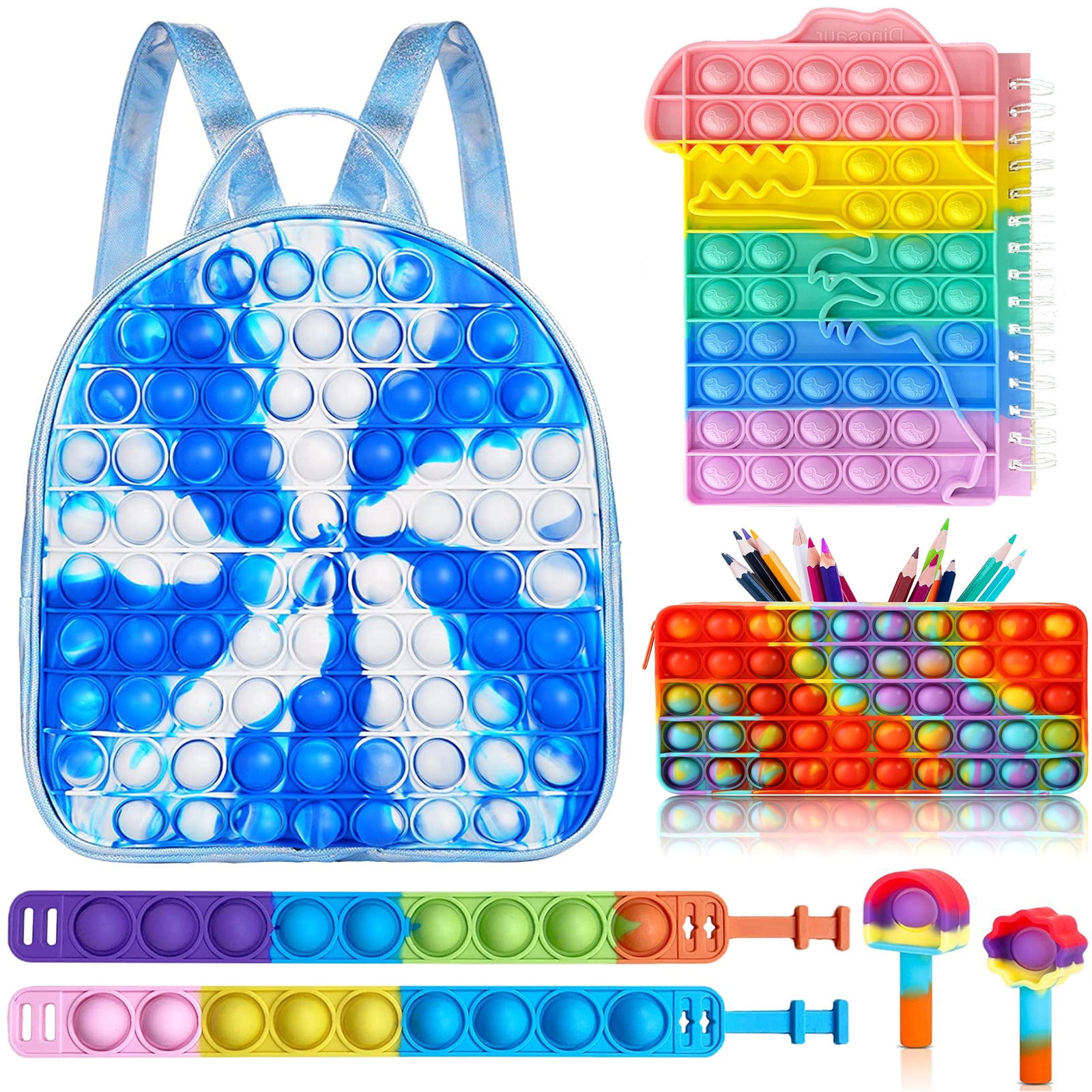 Pop Purse Bag it Fidget Toy Set Rainbow Cloud Popit Shoulder Fidget ...