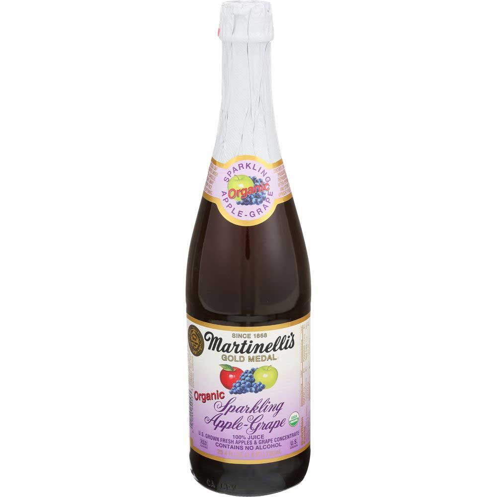 Martinellis Organic Apple Grape Sparkling Juice, 25.4 Fluid Ounce -- 12 ...