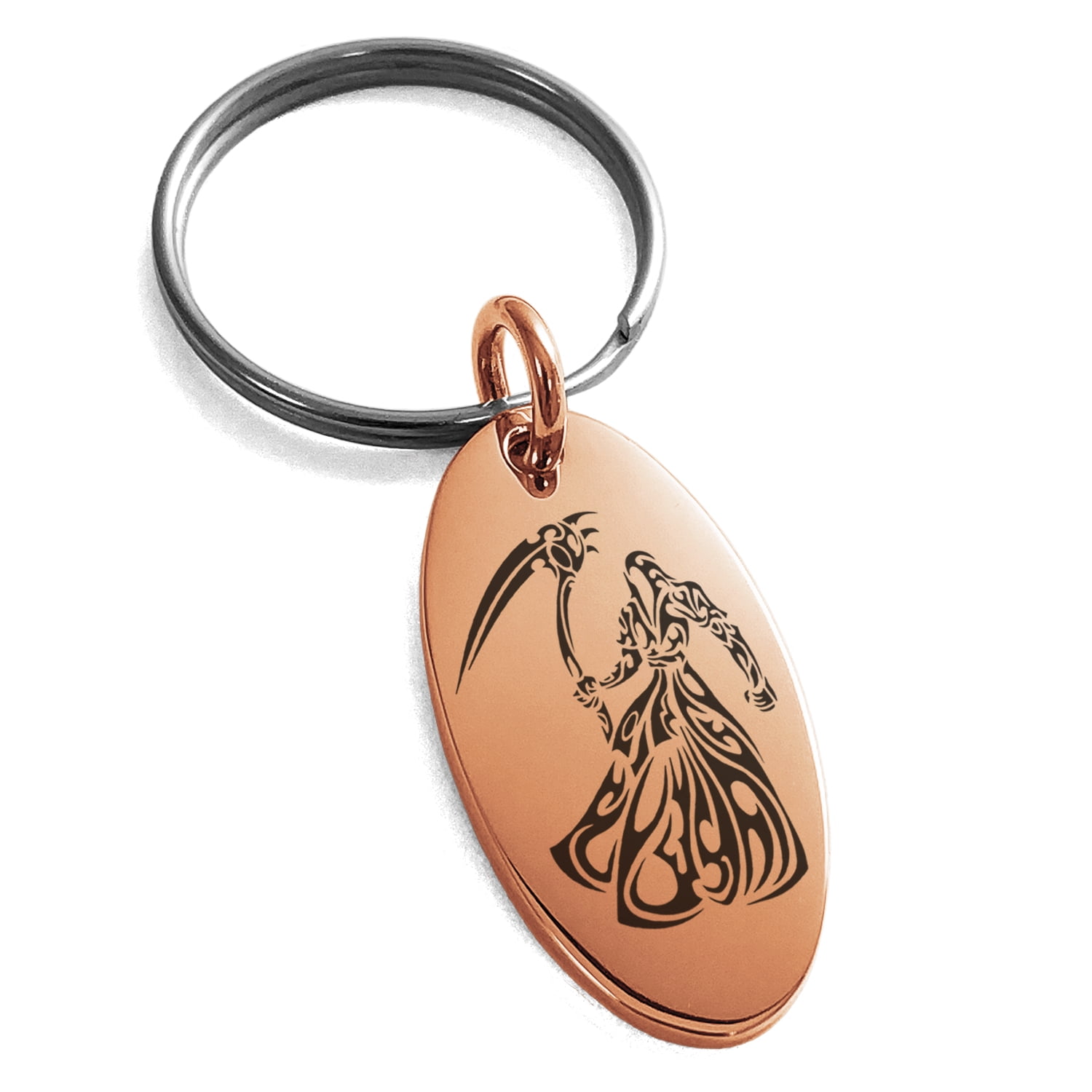 Stainless Steel Harbinger Grim Reaper Engraved Small Oval Charm ...