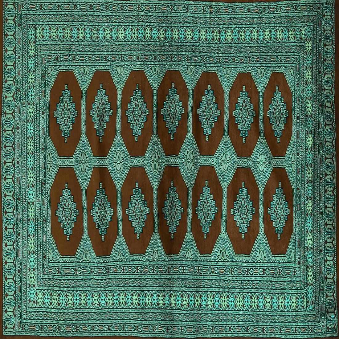 Ahgly Company Machine Washable Indoor Square Persian Turquoise Blue ...