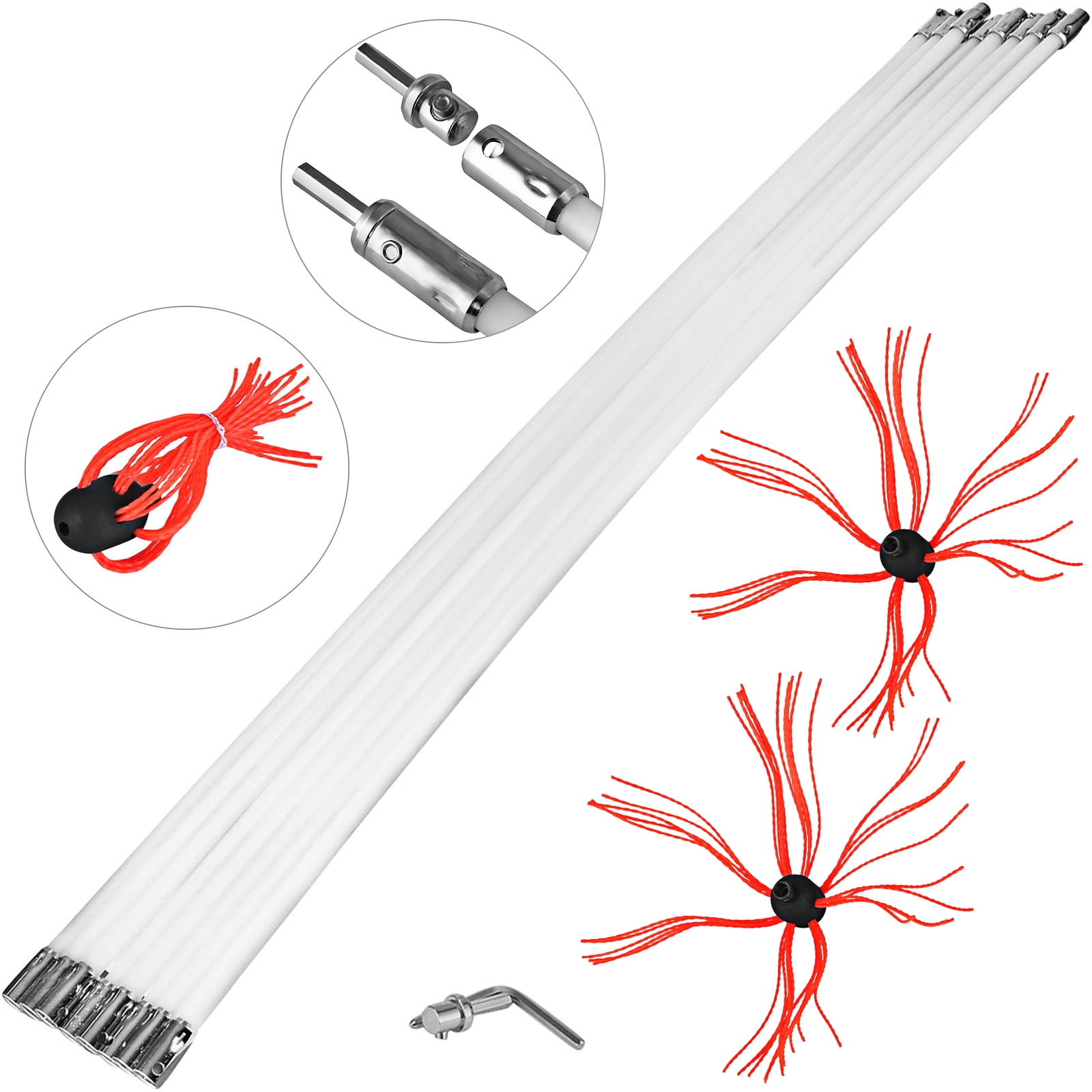 BENTISM 26ft Chimney Sweep Kit with 8 Nylon Flexible Rods and 2 Brush ...