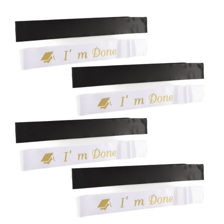 Graduation Belt, Multi Purpose Graduation Sash Black White With Gold ...