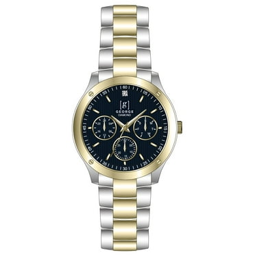 George Men's Watch: 2-Tone Silver/Gold Case, Blue Easy Read Dial, 2 ...