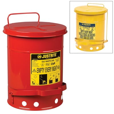 Justrite 6 Gallon Steel Oily Waste Can (3 Units) - Walmart.com
