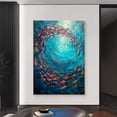 Affixzi Original School of Fish, Abstract Blue Underwater Art, Unframed ...