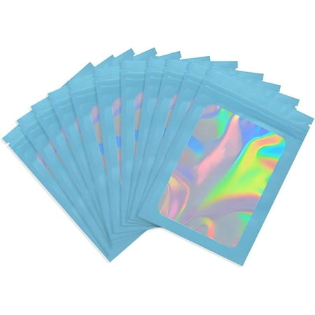 Dinohhi 100 Pcs (Couleur Bleu et Holographique,9x16cm) Sachet Zip ...