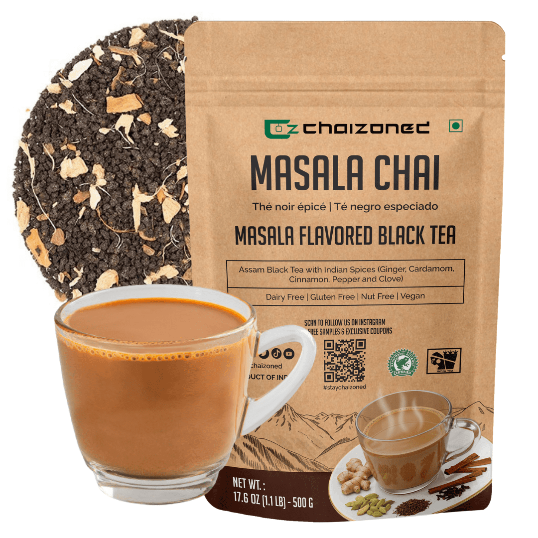 CHAIZONED Indian Masala Chai Spiced Loose Leaf Black Tea with Ginger ...