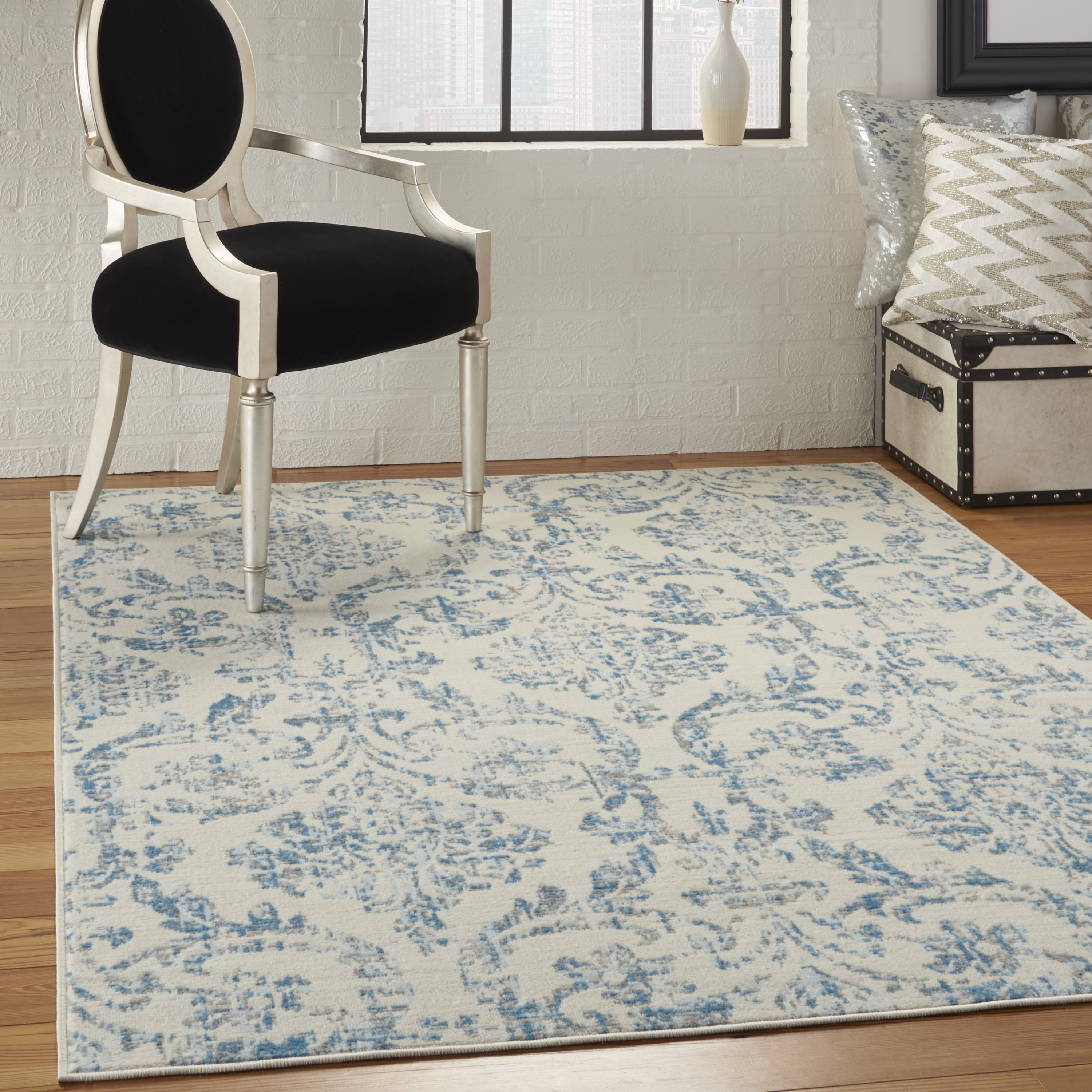 Nourison Bliss Vintage Farmhouse Ivory/Blue 4' x 6' Area Rug, (4' x 6 ...
