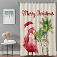 Bathroom Shower Curtain Christmas Pink Flamingo Santa Hat Waterproof ...