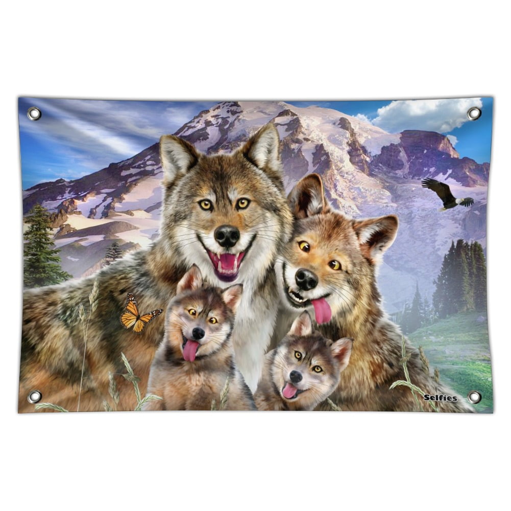 Wolf Pack Selfie Family Wolves Home Business Office Sign - Walmart.com