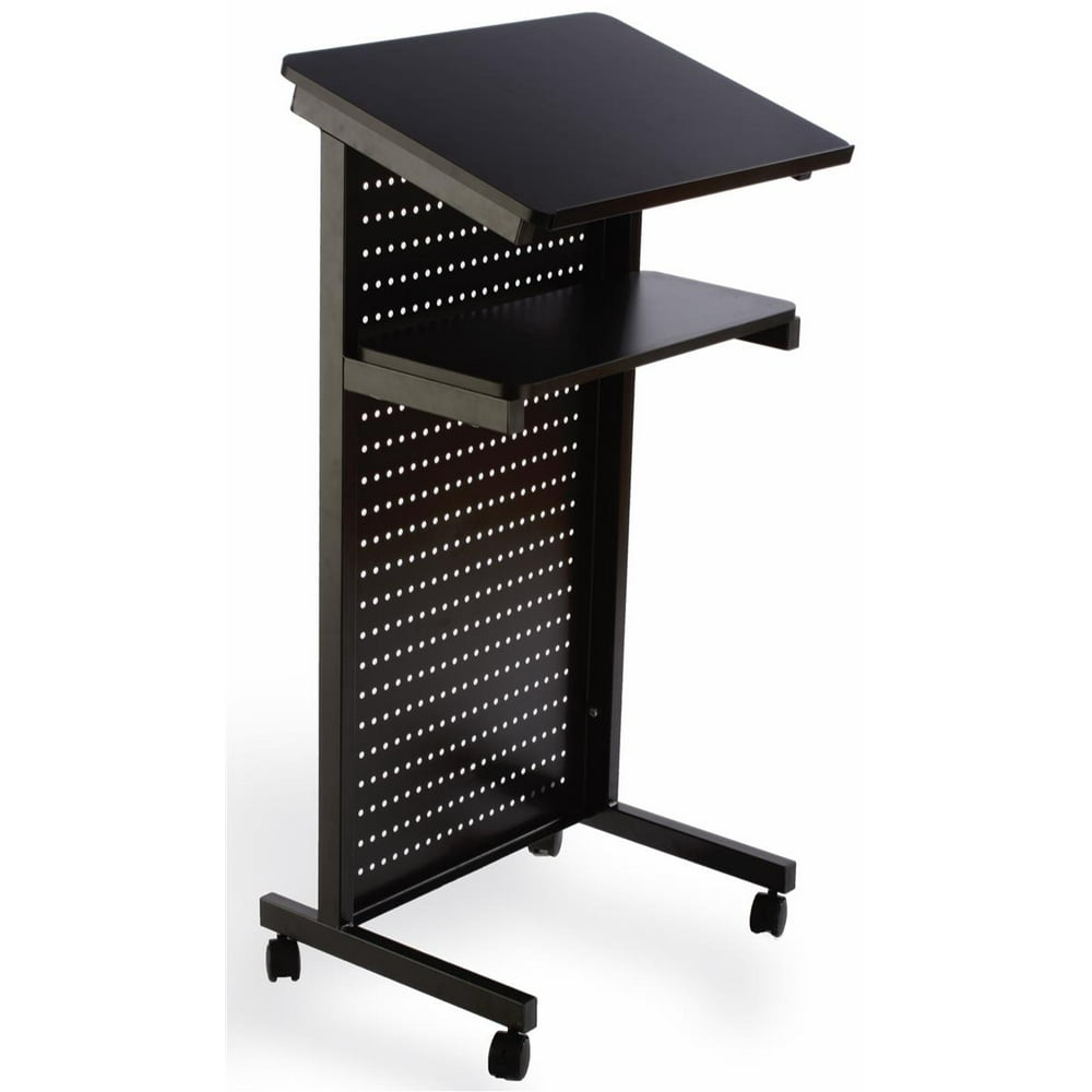 Mobile Podium, 46.5" Tall and 23"W, Locking Wheels, Shelf Included ...