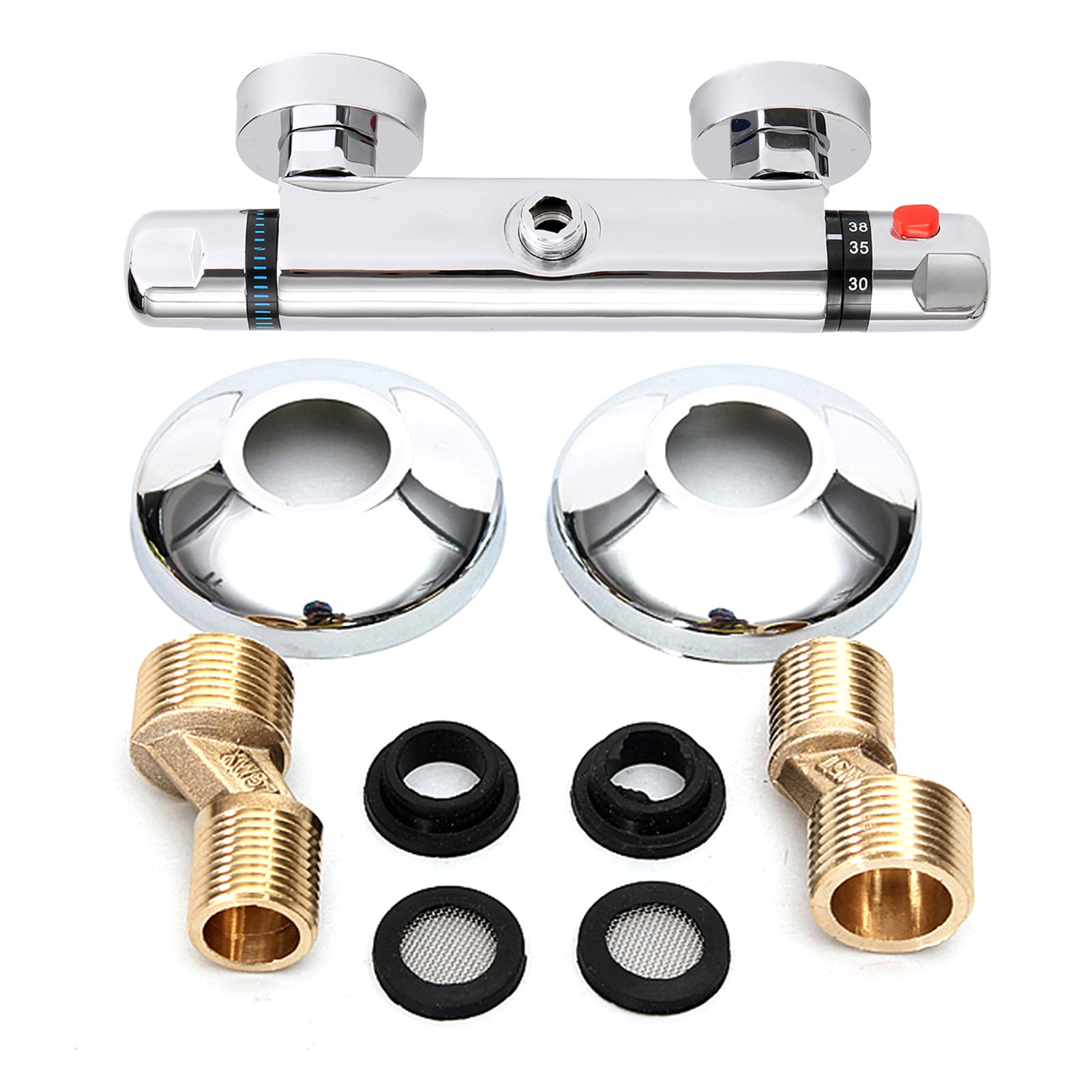 Llave de ducha regulable con salida hacia arriba, termostato de cobre y ...