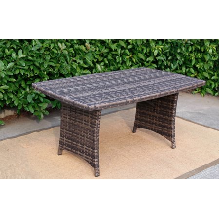 Baner Garden A106 Outdoor Glass Rattan Pool Garden Rectangular Dining ...