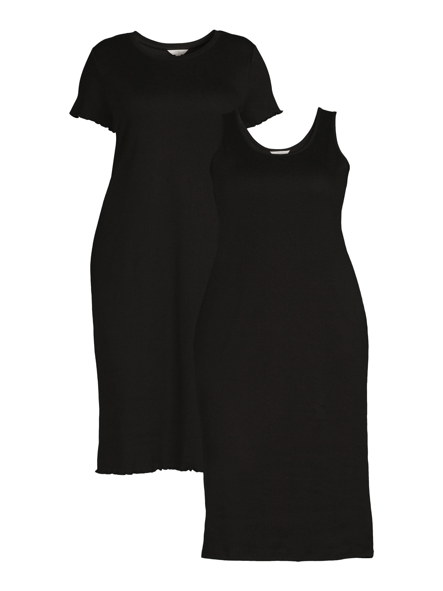 Terra And Sky Womens Plus Size Ribbed Tee And Ribbed Tank Dress 2 Pack