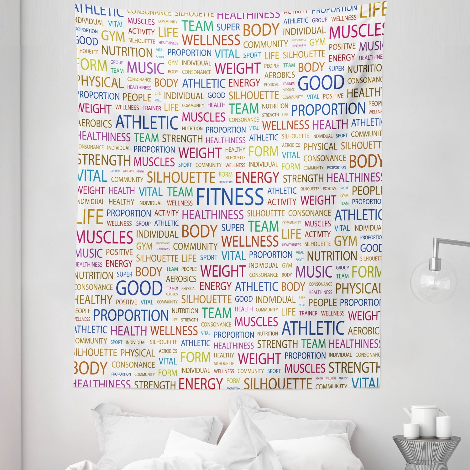 Fitness Tapestry, Gymnastics Psychical Activity Lifestyle Concept Words ...