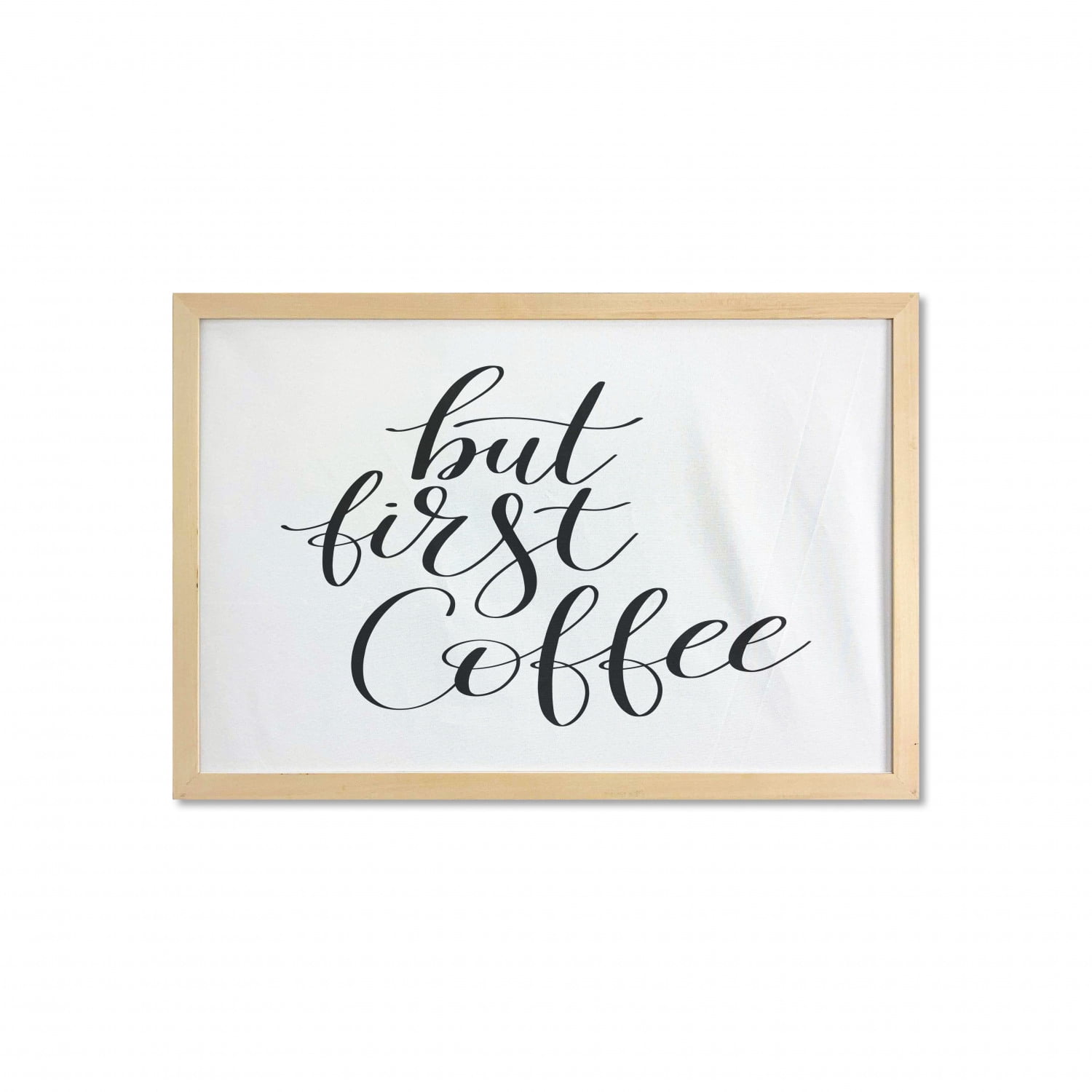 But First Coffee Wall Art with Frame, Monochromatic Illustration with ...