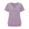 Bibifish Womens T-Shirts Solid Color Classic V-Neck Short Sleeve Tee ...