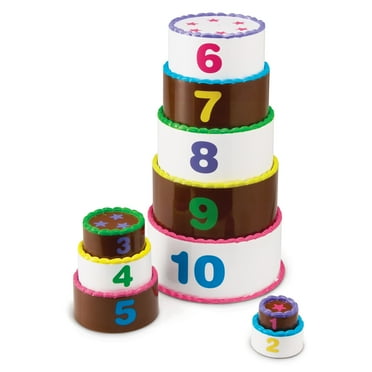 Melissa & Doug Counting Shape Stacker - Wooden Educational Toy With 55 ...