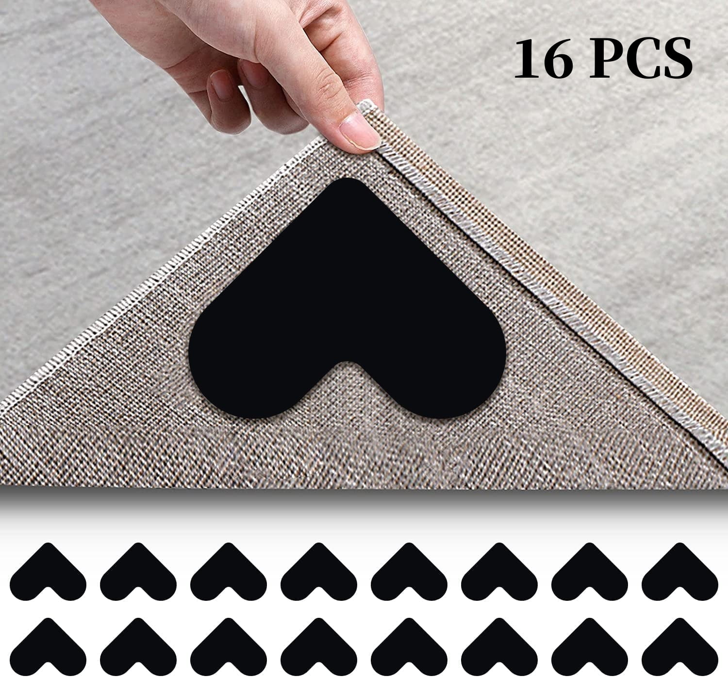 Rungopro 16 Pcs Rug Gripper, Washable Double Sided Non-Slip Rug Pads ...