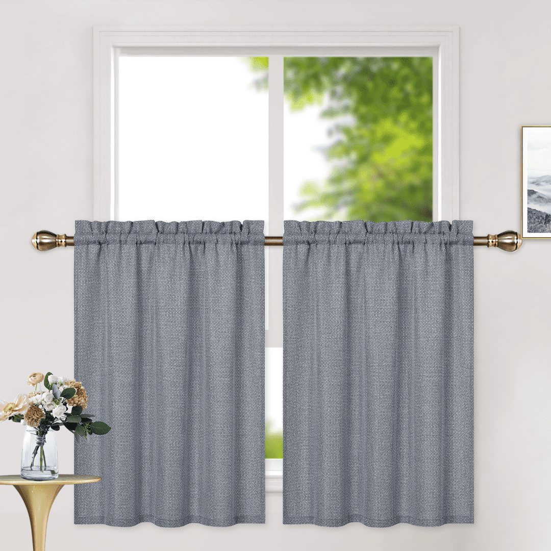 VELBAY Kitchen Curtains 36 Inch Length, Waffle Woven Textured Kitchen ...