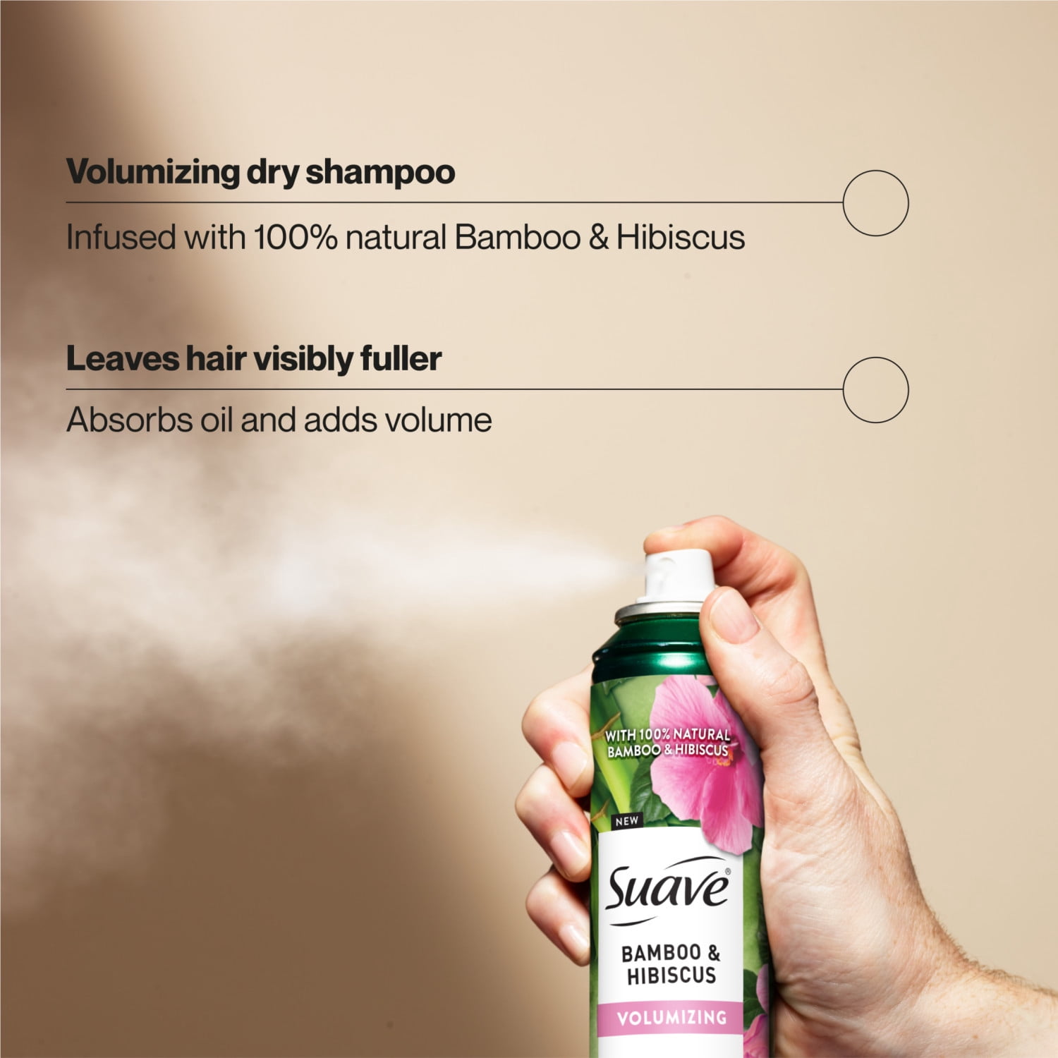 Suave Bamboo & Hibiscus Volumizing Dry Shampoo, for Restoring Body ...
