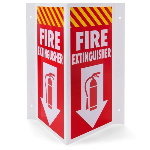 3D Fire Extinguisher Sign - Plastic Pre-Drilled Safety Angle Wall Panel ...