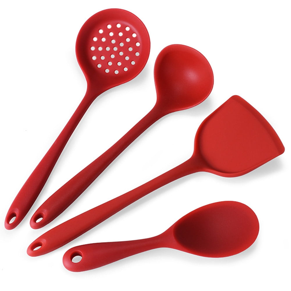 4Pcs/Set Non-Stick Heat Resistant Silicone Kitchen Cooking Shovel Ladle ...