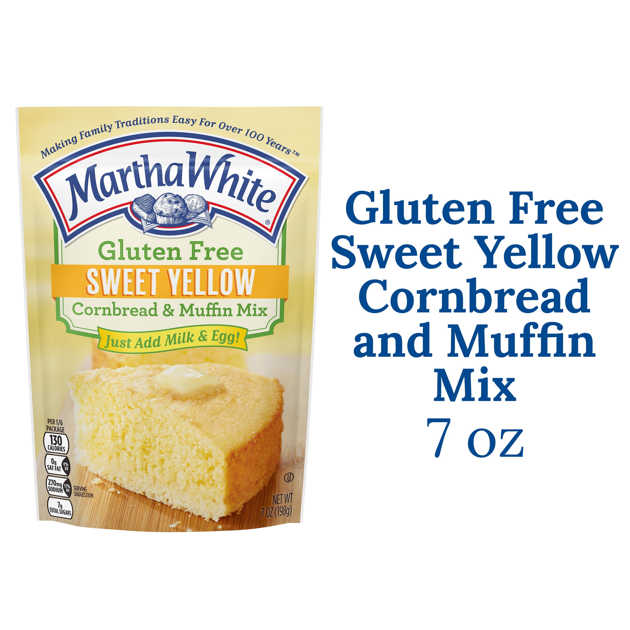 Martha White Sweet Yellow Gluten Free Cornbread Mix, 7 Oz Pouch ...