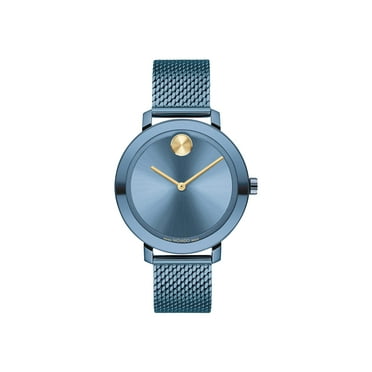 Movado Bold 34mm Ion-Plated Steel Blue Dial Quartz Ladies Watch 3600499 ...