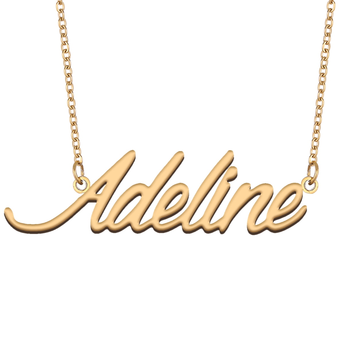 HUAN XUN 18k Gold Necklace with Name Adeline Layer Choker Name Necklace ...