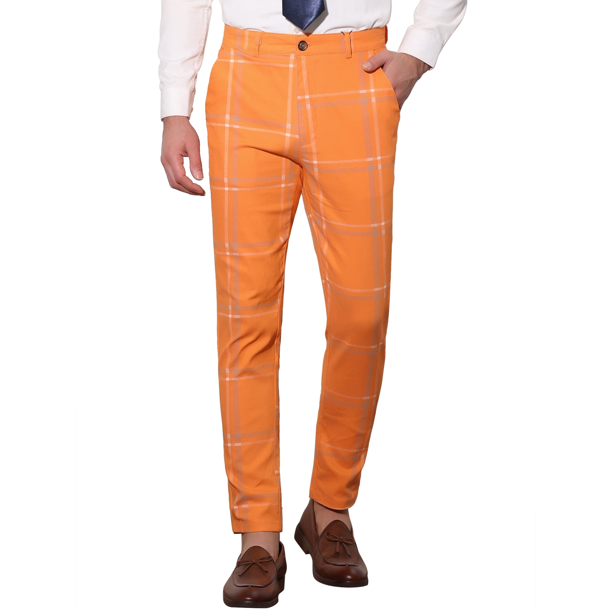 Click here for Inspire Chic Mens Dress Plaid Slim Fit Flat Front... prices