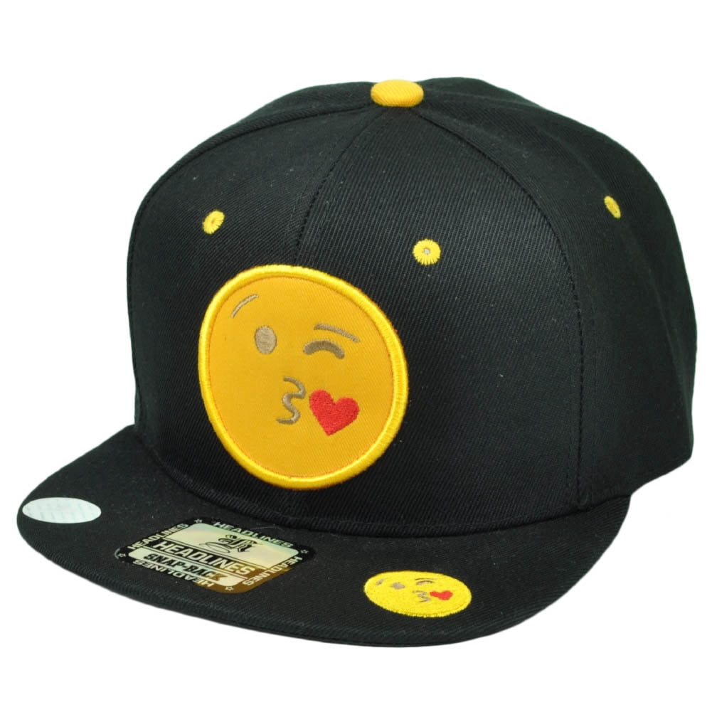 Emoji Kissing Kiss Face Emoticons Text Symbol Snapback Hat Cap Flat ...