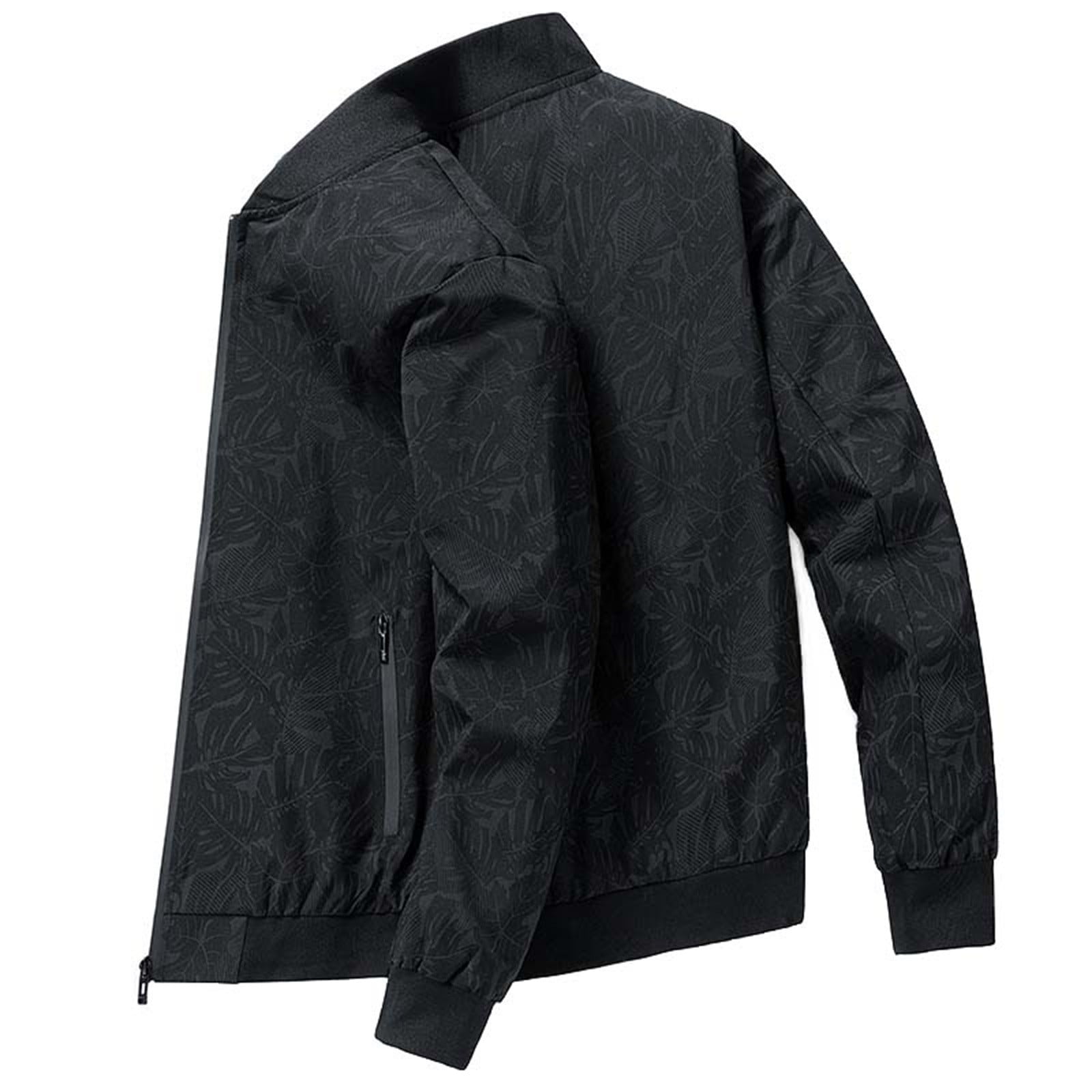 Ediodpoh Mens Coat Spring Autumn Versatile Stand Collar Casual Jacket Mens Jackets Black M