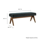 Modway Lyra 47" Fabric Upholstered Bench in Azure - Walmart.com
