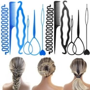 19 Pcs Hair Braiding Tool, DIY Hair Styling Tool Kit Updo Ponytail ...