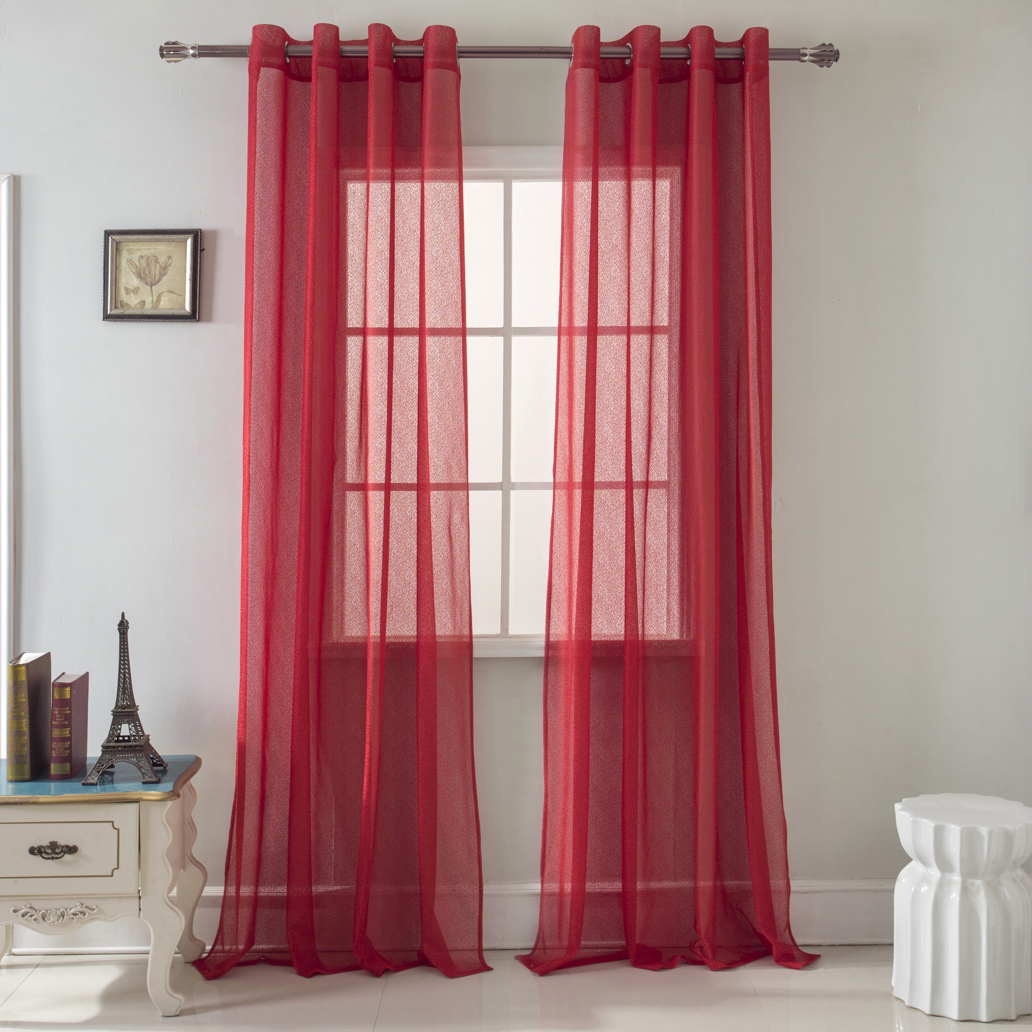 Spyder Lace 54 x 90 in. Grommet Single Curtain Panel in Red - Walmart.com