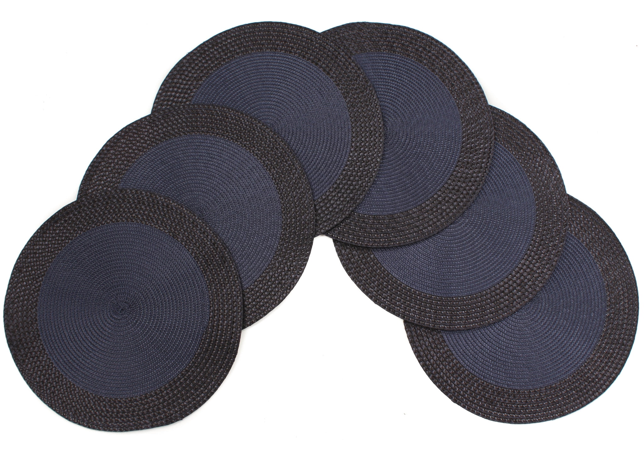 Rome Woven Braided Stitch Edge Table Placemats 15 Inches Round Set of 6 ...