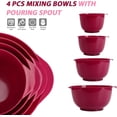 4-Piece Nesting Plastic Mixing Bowl Set with Pour Spouts, Sizes 1.7qt ...