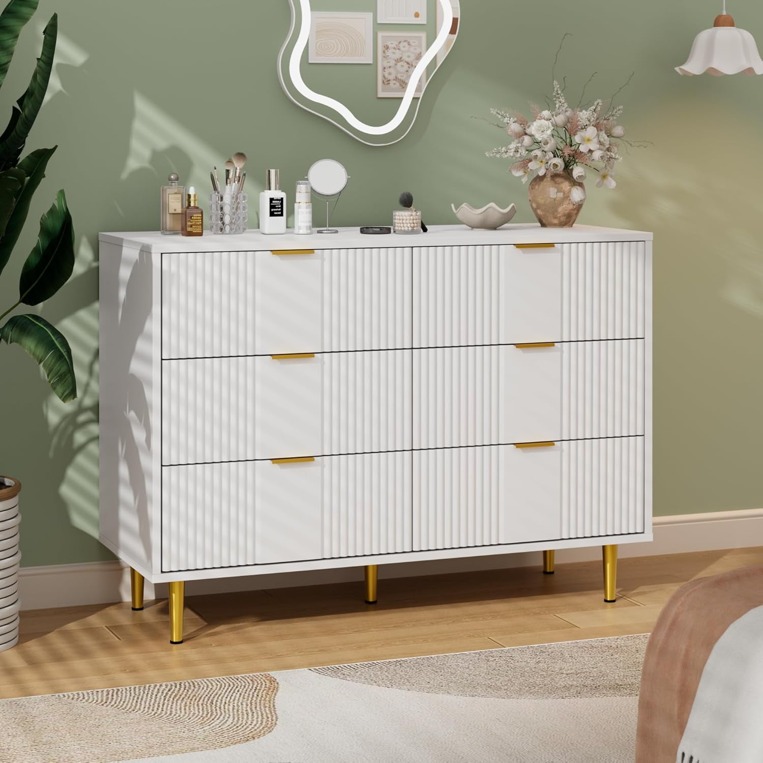 Click here for Yusazens Fluted Dresser For Bedroom With 6 Drawers... prices