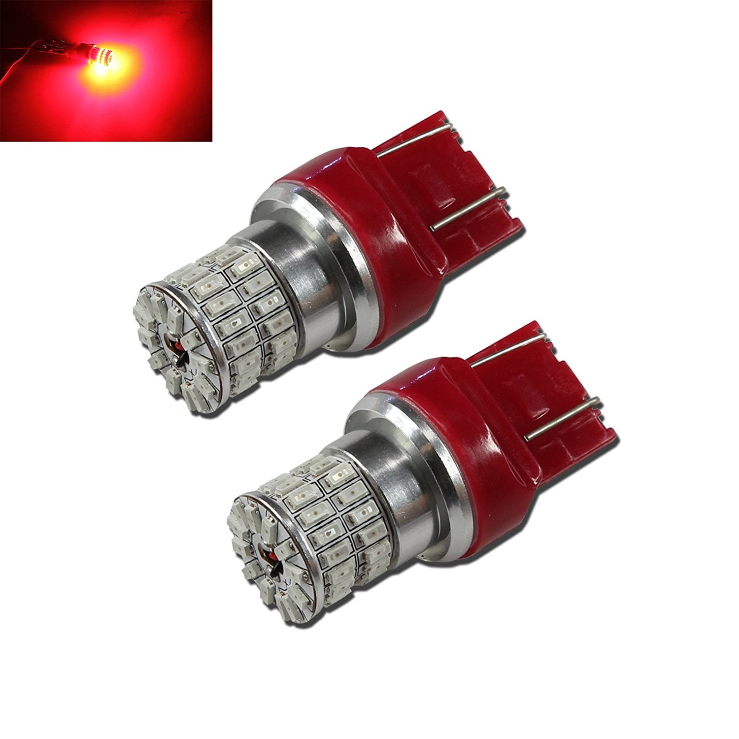 7443 Red High Power 3014 Chip 48-LED Turn Signal/Brake/Tail Light Bulbs ...