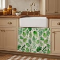 Green Leaf Cabinet Curtain, Watercolors Leaf Vintage Linen Texture ...